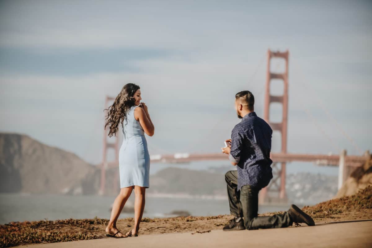 Sunset Proposal at the Baker Beach - Wedding Photography by IQphoto