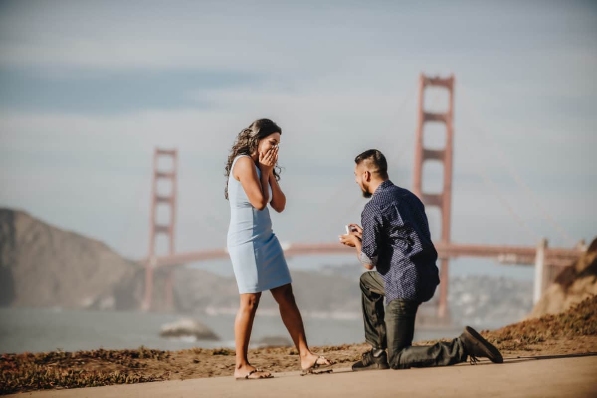 Sunset Proposal at the Baker Beach - Wedding Photography by IQphoto